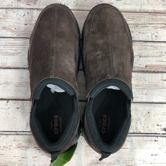 CROCS | Shoes | Crocs Mens Swiftwater Suede Moc Espresso | Poshmark